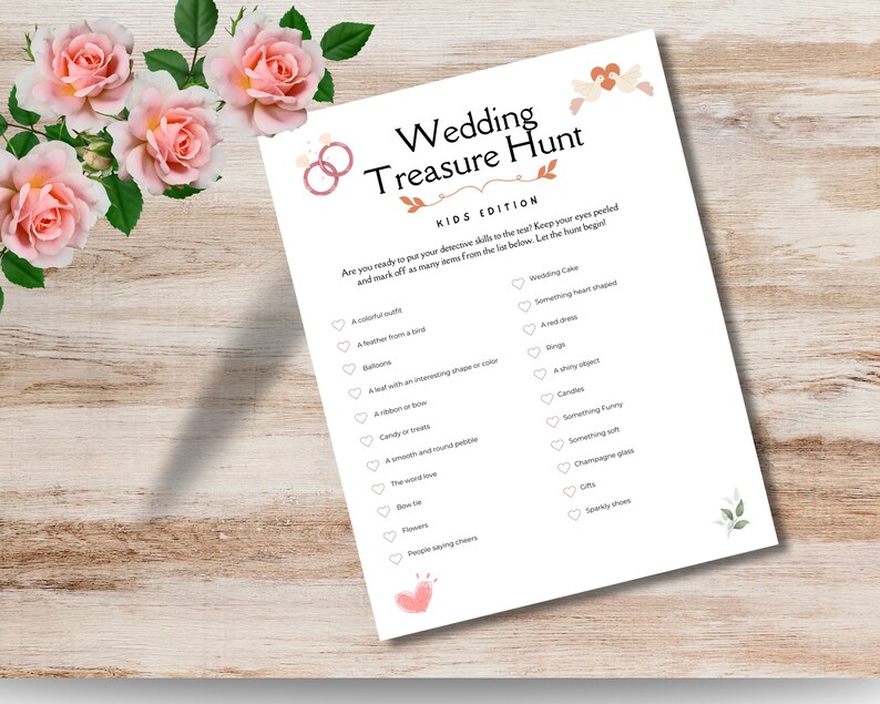 Wedding Treasure Hunt for Kids, Wedding Scavenger Hunt, Wedding Games ...