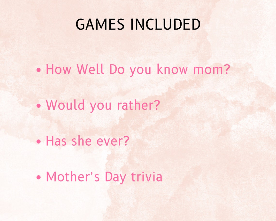 Mother's Day Game Bundle Mother's Day Trivia Games for Mom Mothers Day ...