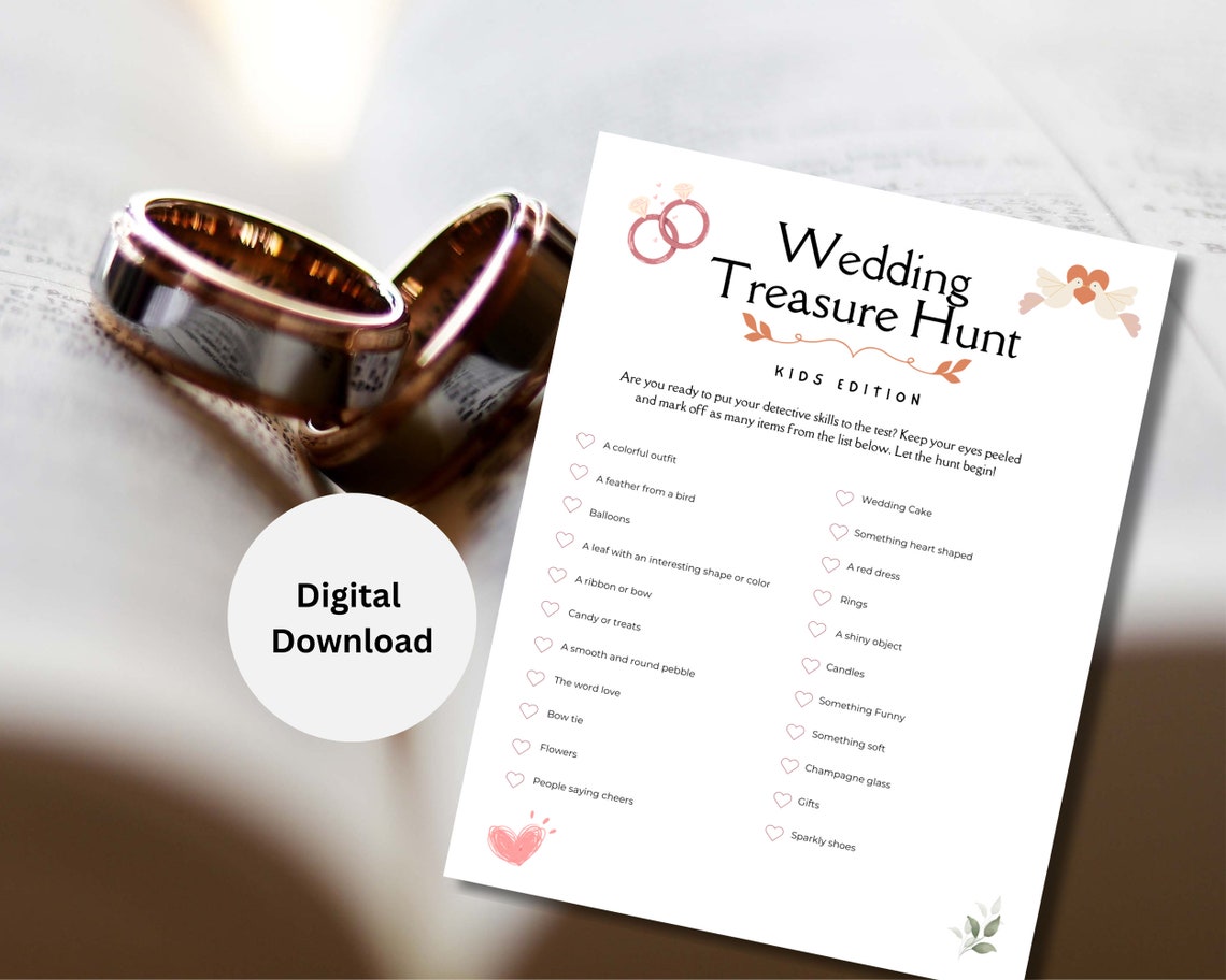 Wedding Treasure Hunt for Kids, Wedding Scavenger Hunt, Wedding Games ...