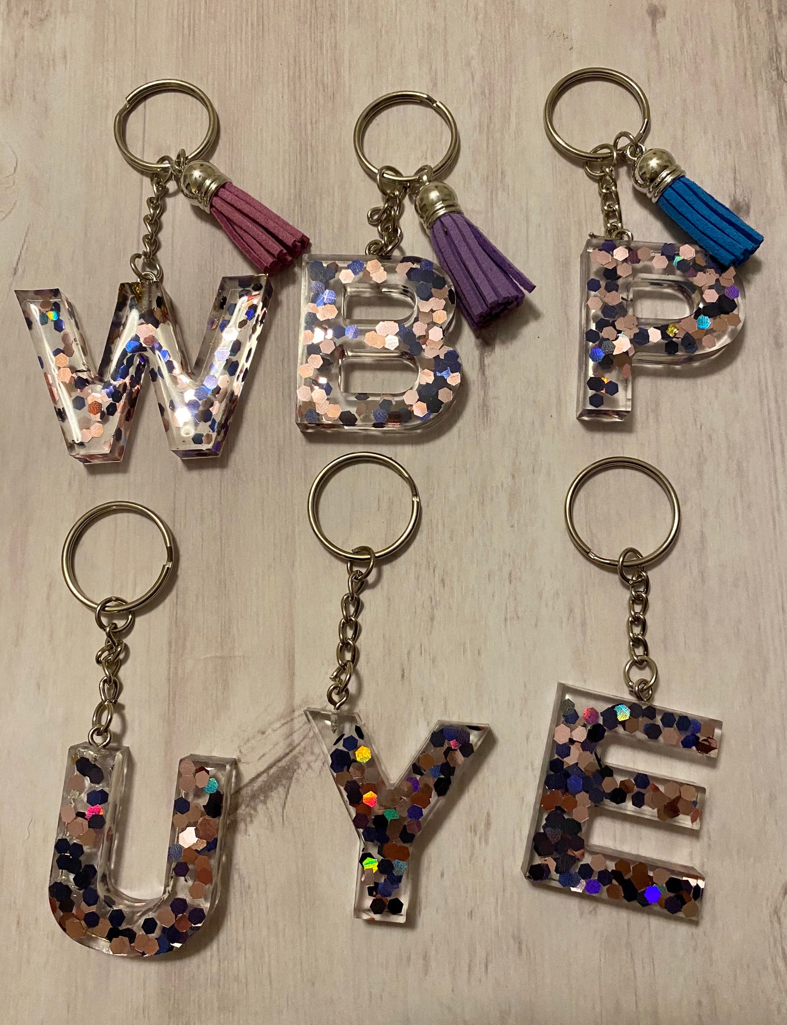 Resin initial keychain Letter keychain custom gifts | Etsy