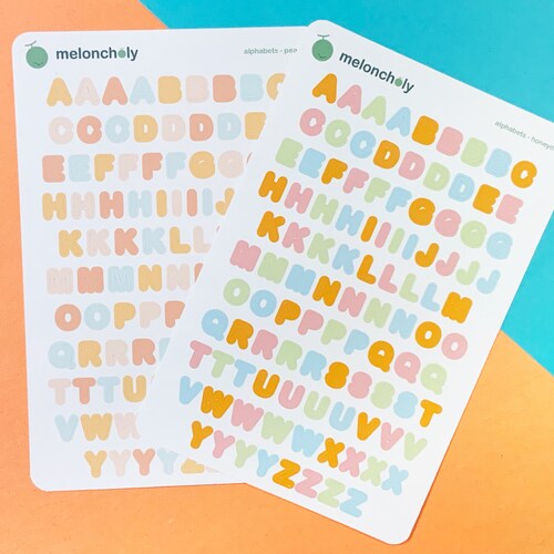 Outline Bubble Letters Sticker Sheet Alphabet Stickers - Etsy