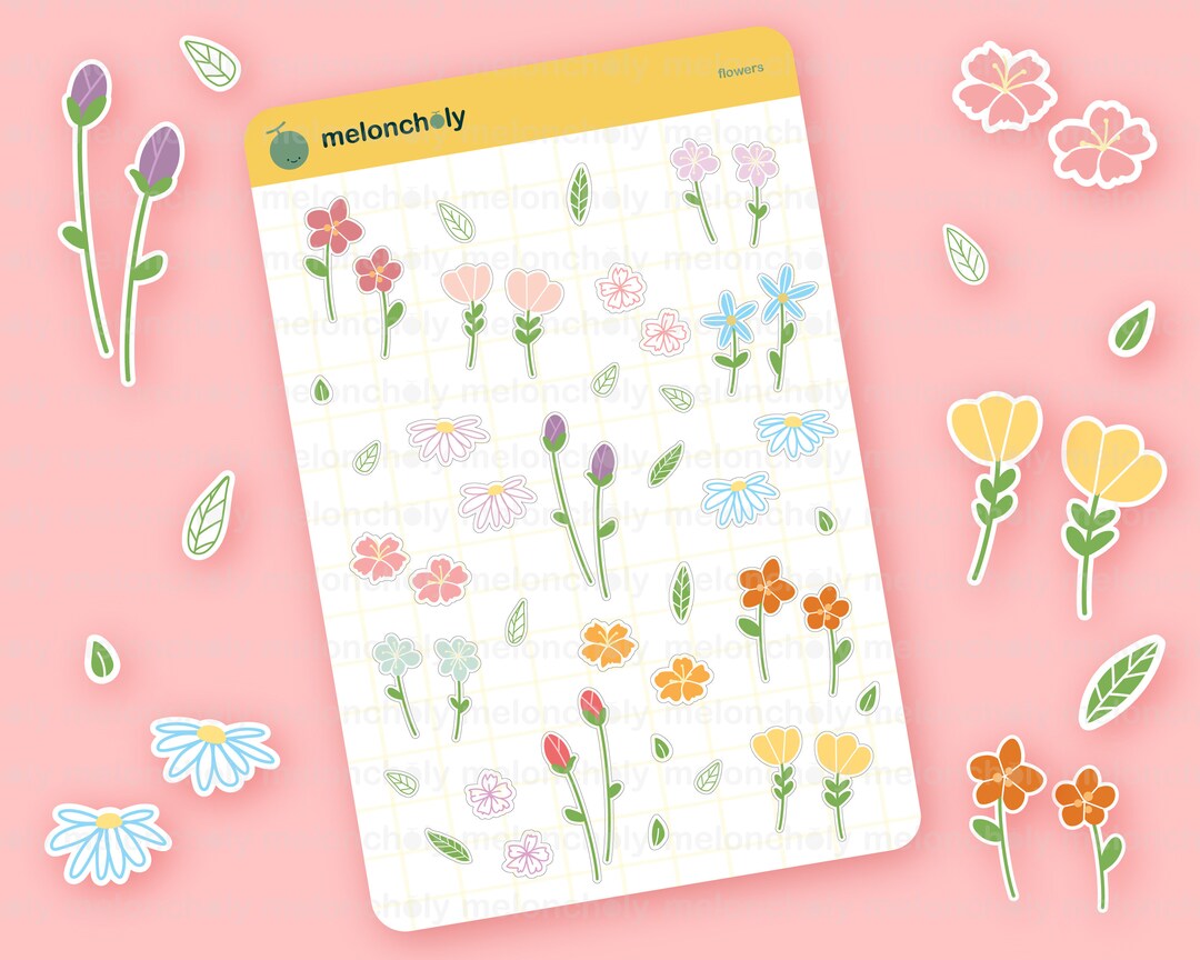 Sticker Sheet - Spring Flowers Floral - Etsy