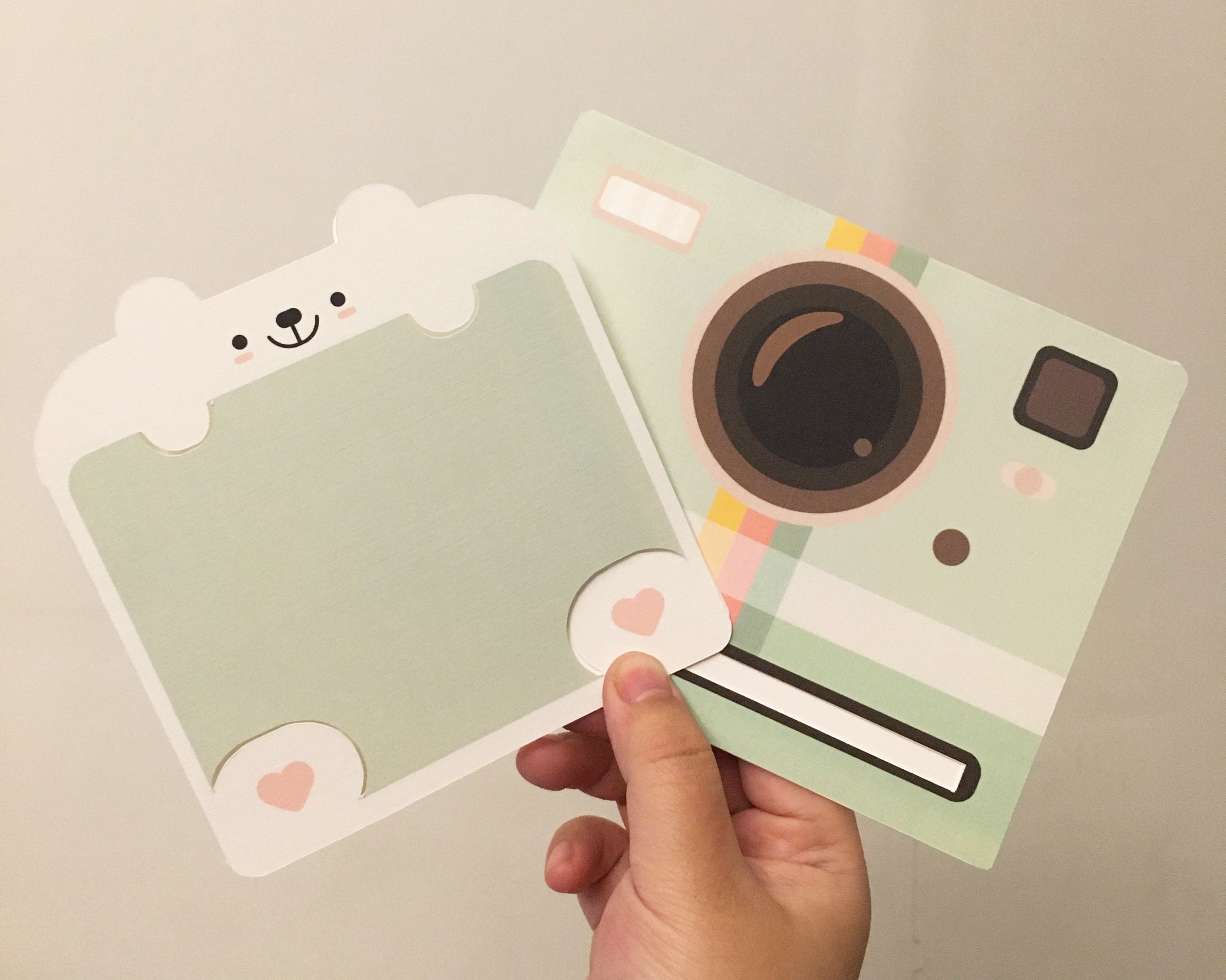 Greeting Card Die Cut Polar Bear Card/polaroid Envelope Set | Etsy