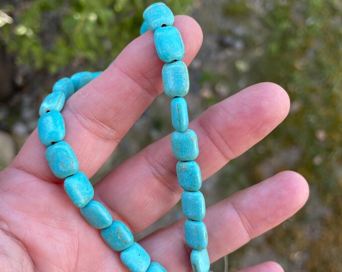 1 Strand Flat Rectangle Barrel Shape Turquoise Howlite Beads Wholesale ...