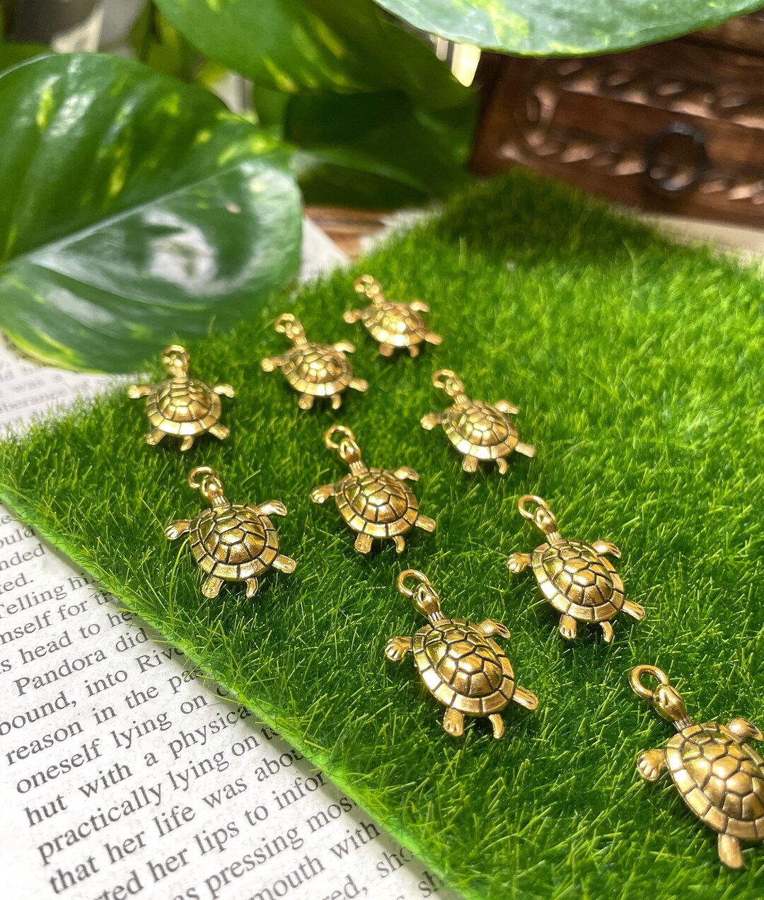 Gold Turtle Charm | Gold Hollow Sacred | Familiar Animal Oddities ...
