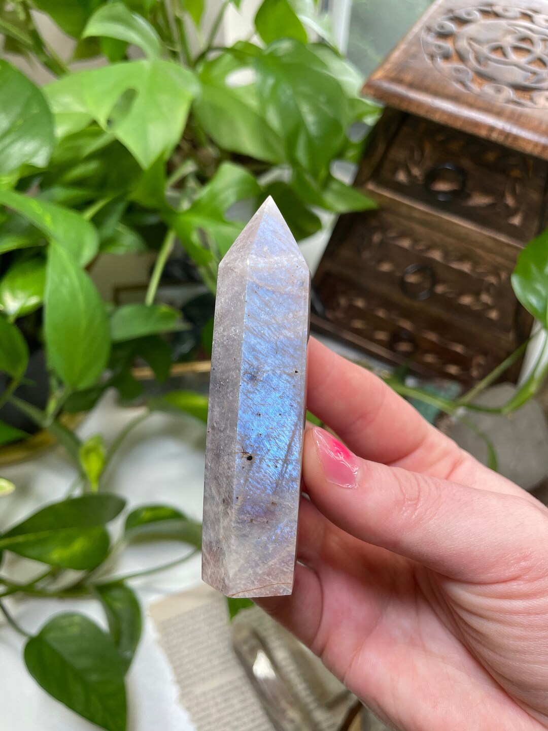 Sunstone and Moonstone Point | Mini Tower Point Self Standing Gemstone ...