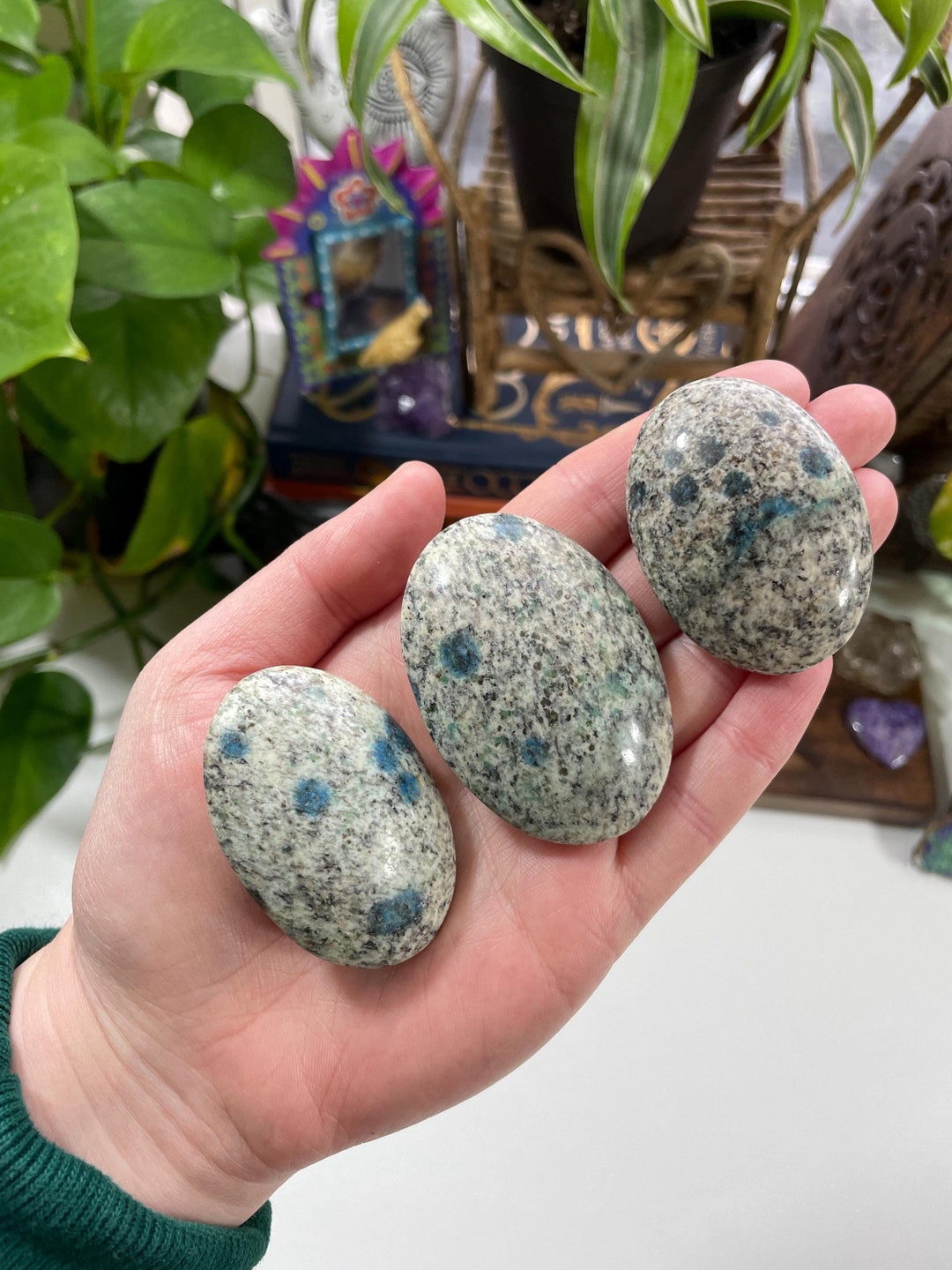 K2 With Azurite Small Palm Stone | Crystal Jasper Granite | Intuition ...