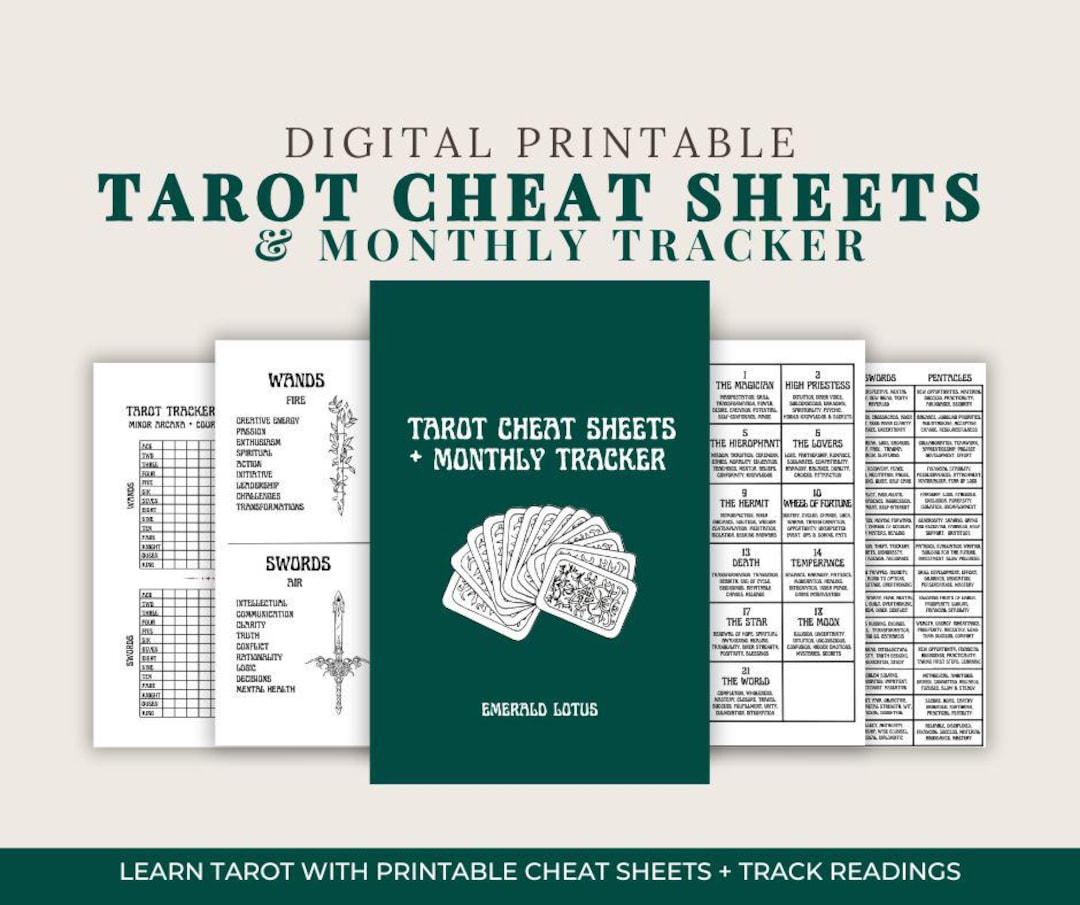 Tarot Cheat Sheet and Tracker Bundle | Upright & Reversed Meanings ...