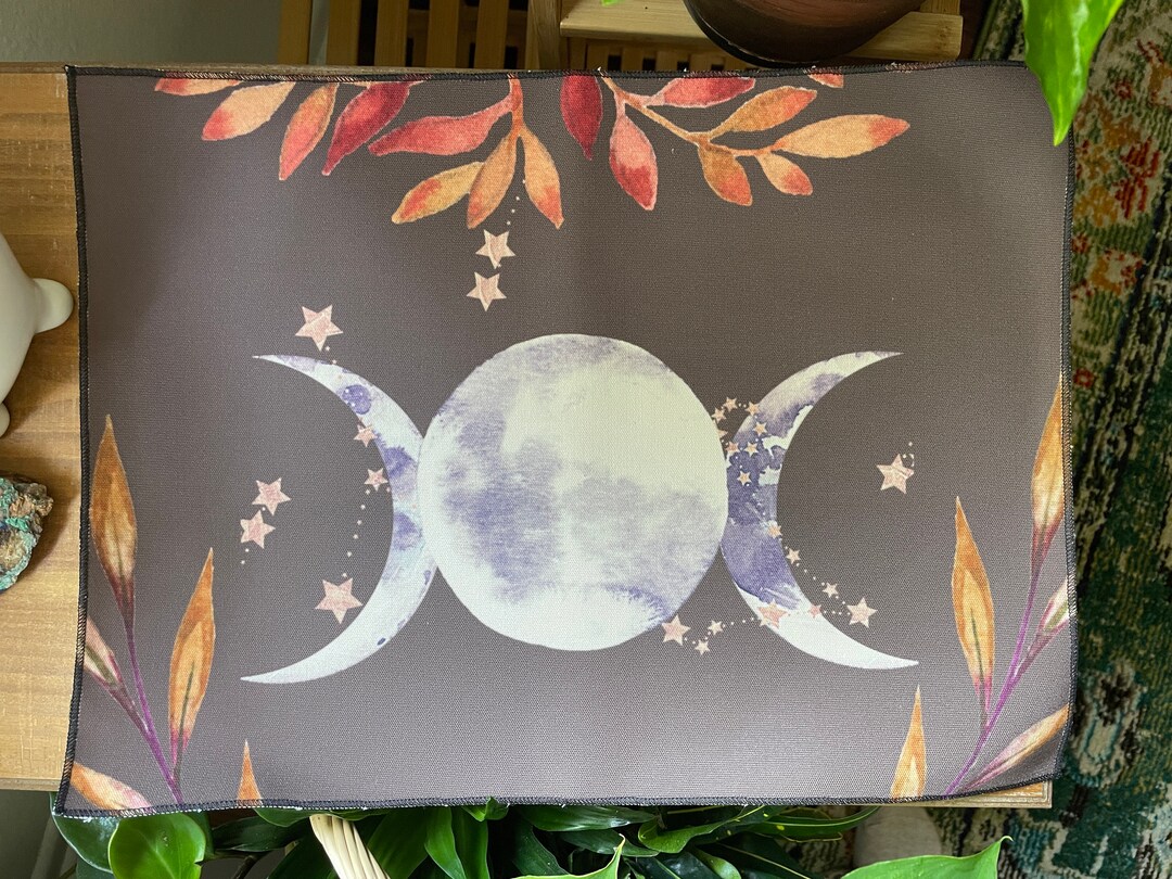 Triple Goddess Altar Cloth Divination Ritual Witchy Mat Charm Casting ...