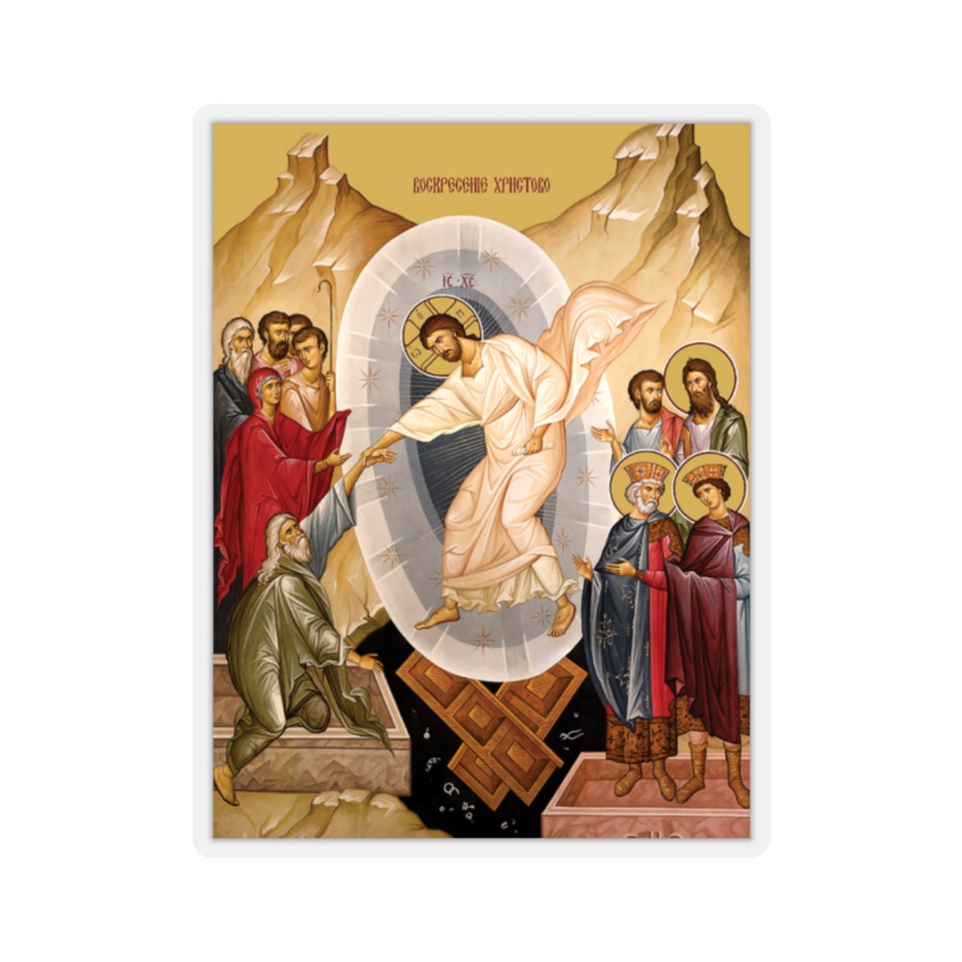 Resurrection of Christ Icon Sticker Christ is Risen Orthodox Easter Anastasis Sticker Pascha ...