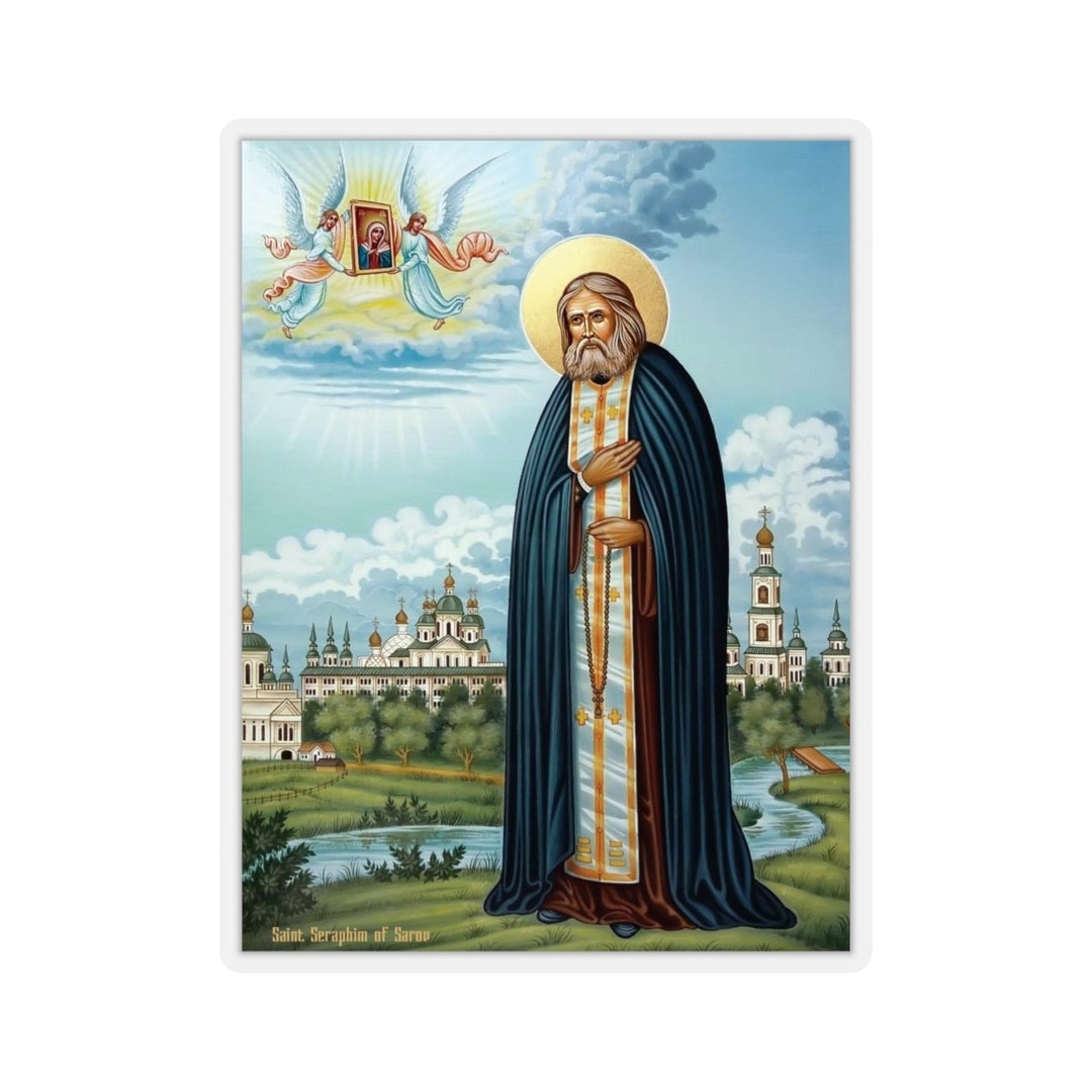 St. Seraphim of Sarov Stickers Icon Greek Orthodox Byzantine Icon Type ...