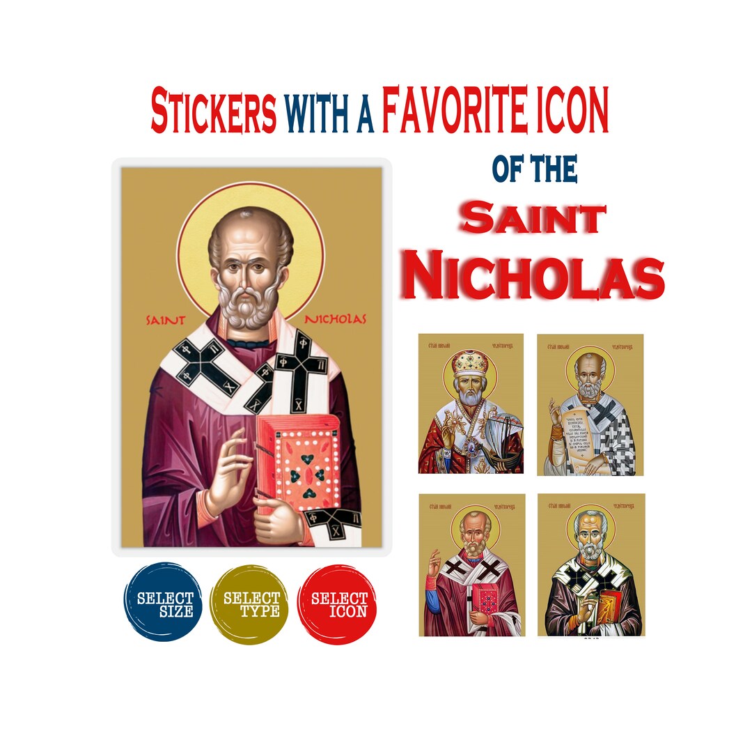 St. Nicholas Stickers With a Your Favorite Icon of Saint Nicholas of ...