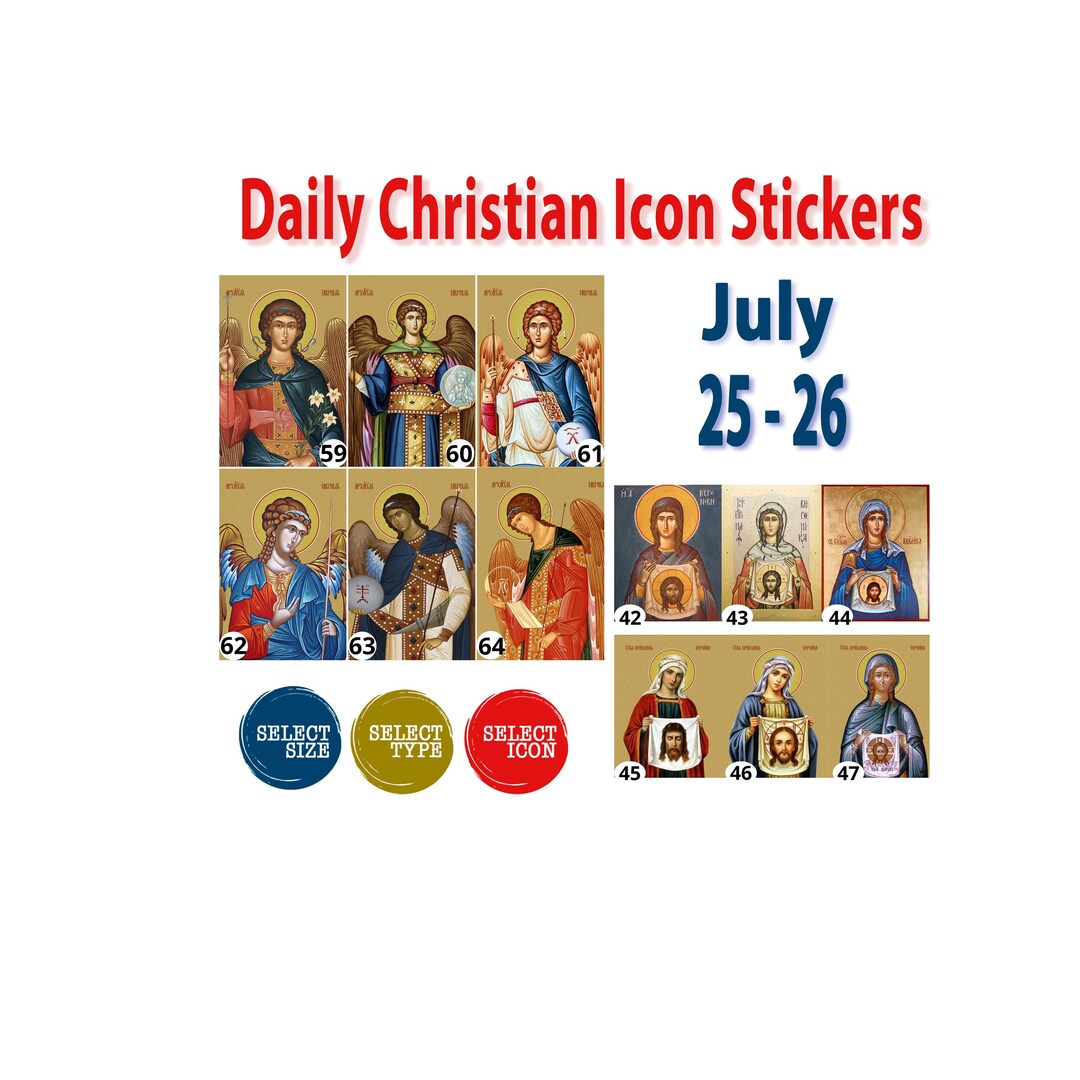25 July - 26 July Christian Stickers With an Icon for Each Day Feast ...