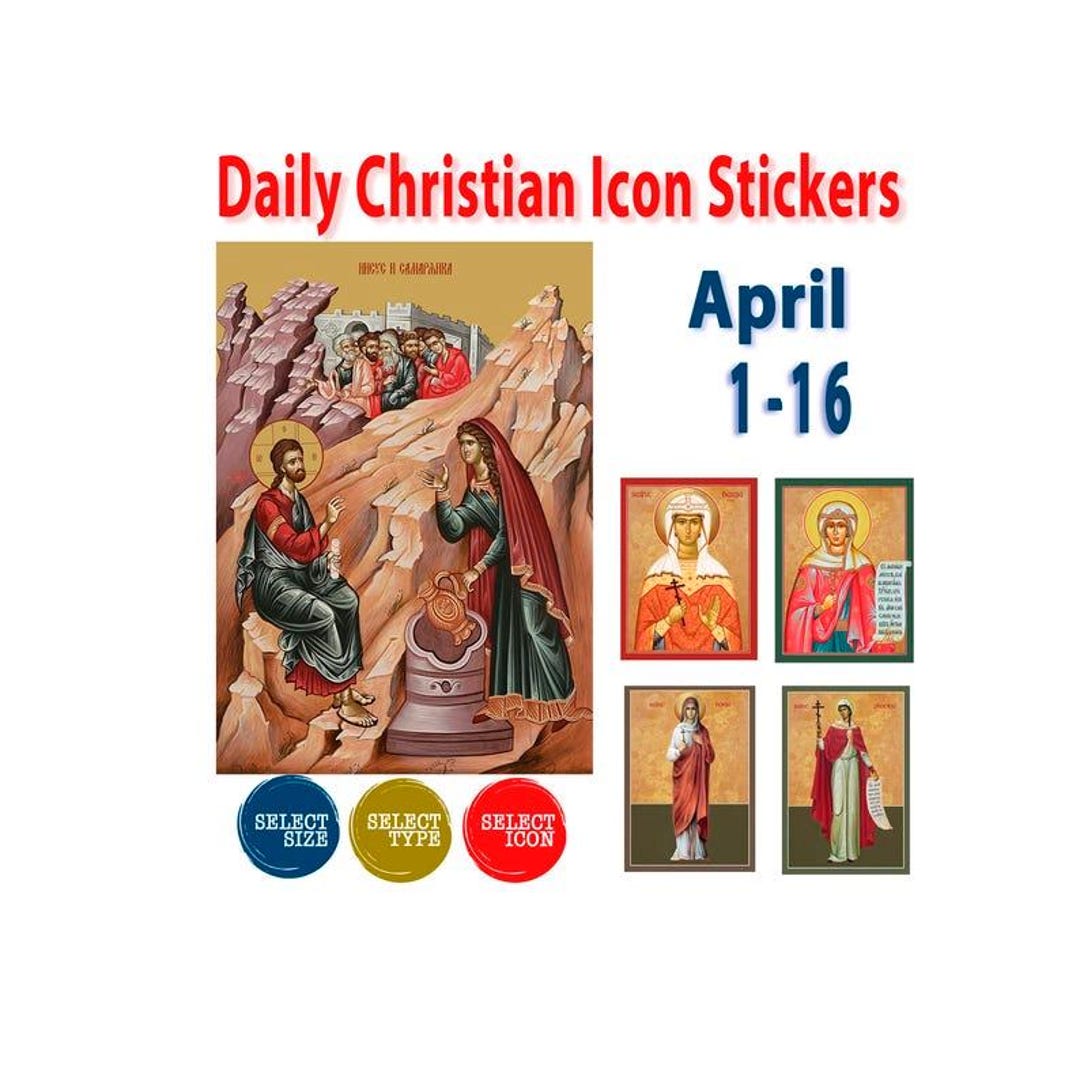 April 1-16 Feast Day Christian Icon Stickers - Orthodox Catholic ...