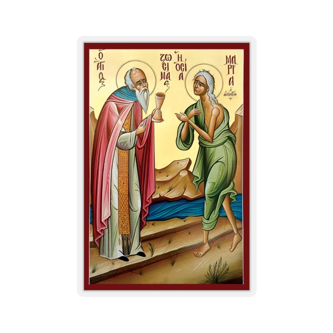 Communion of Saint Mary of Egypt Sticker Icon Greek Orthodox Byzantine ...