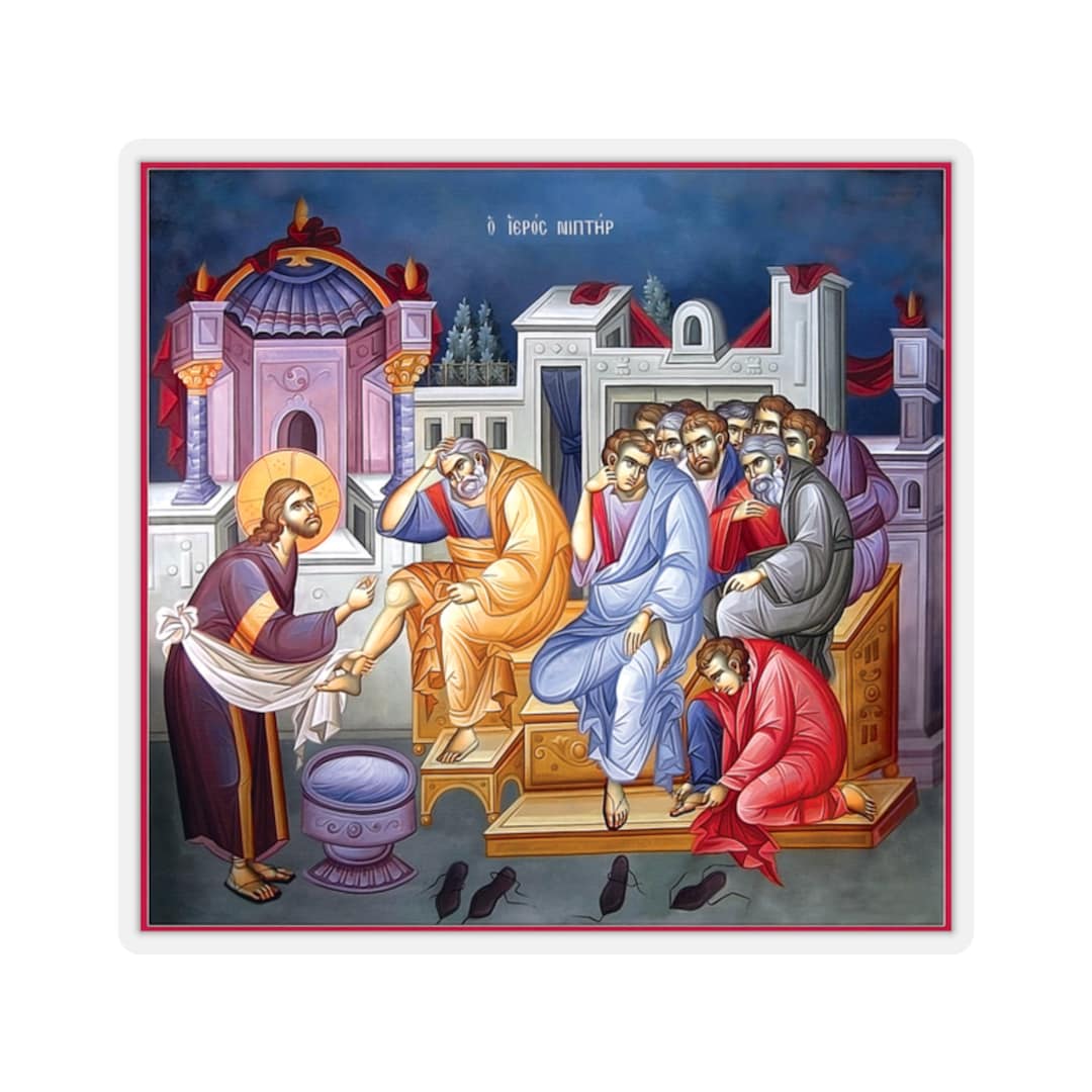 Jesus Washes His Disciples' Feet Sticker Icon Greek Orthodox Byzantine ...