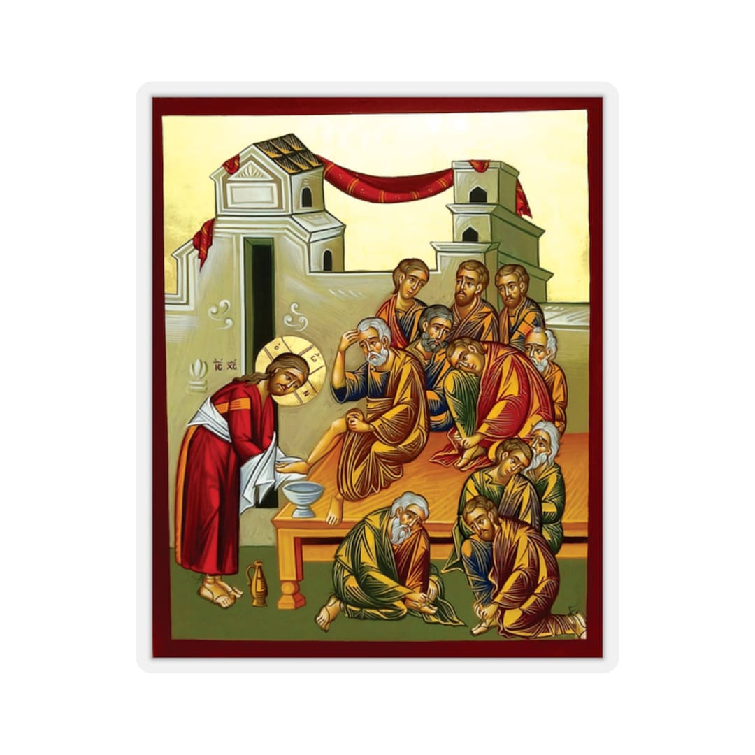 Jesus Washes His Disciples' Feet Sticker Icon Greek Orthodox Byzantine ...
