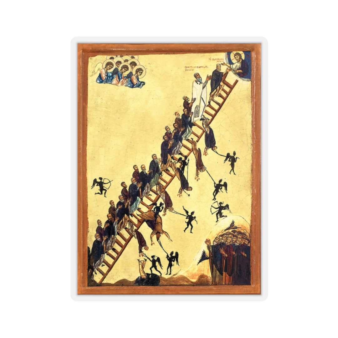 Ladder of Divine Ascent Sticker | John Climacus Icon, Greek Orthodox ...