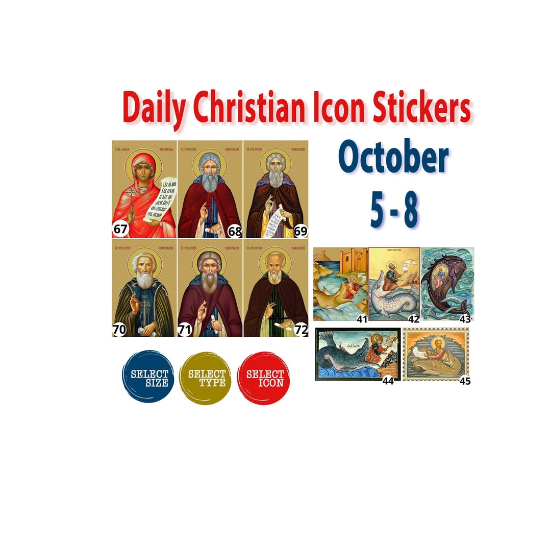 05 October - 08 October Christian Stickers With an Icon for Each Day ...