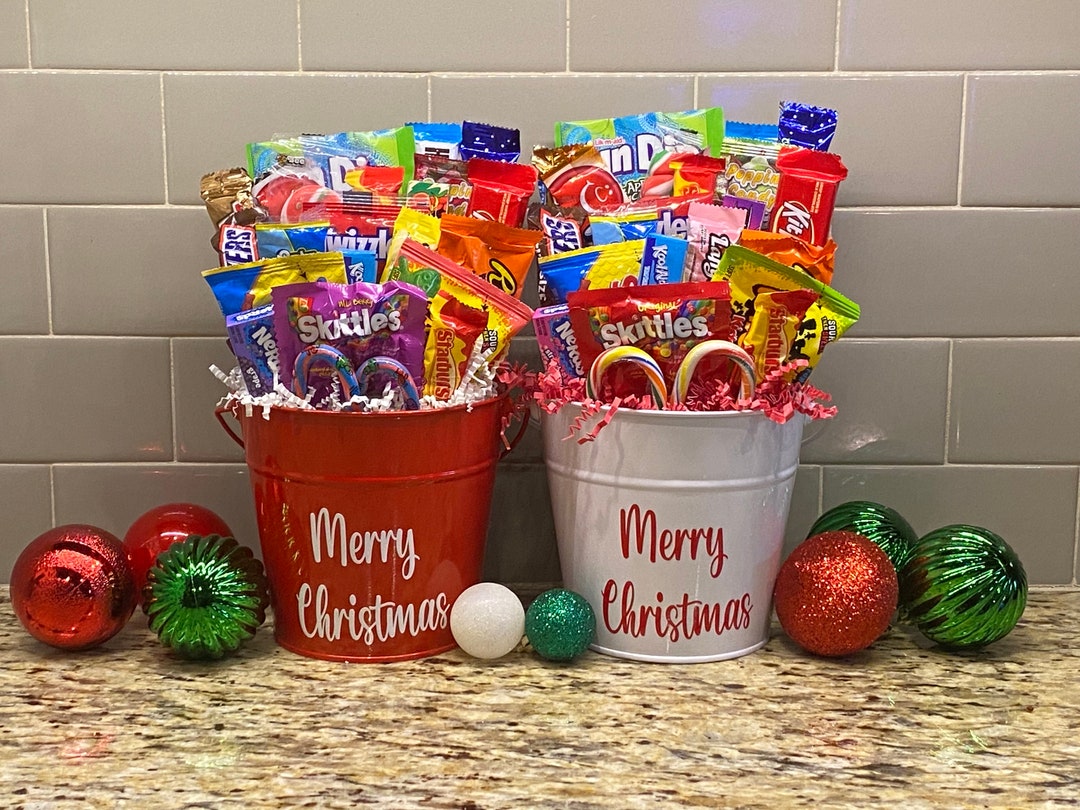 Merry Christmas Pail Candy Bouquet - Etsy