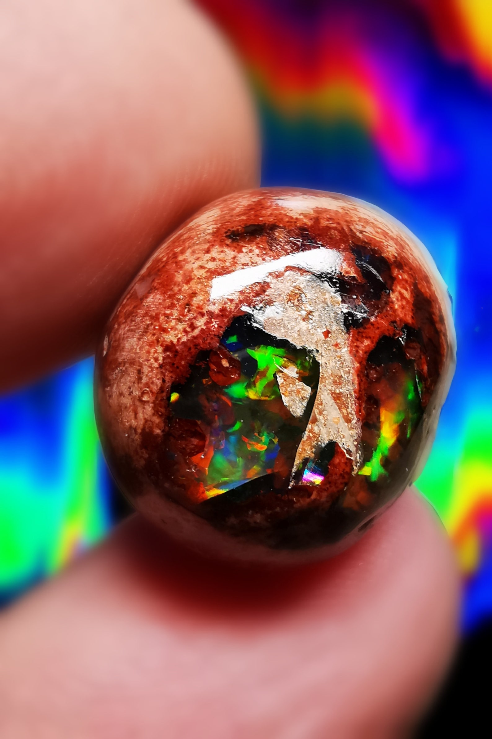 10.9cts Rare Mexican Chocolate Matrix Cantera Landscape Rainbow Fire ...