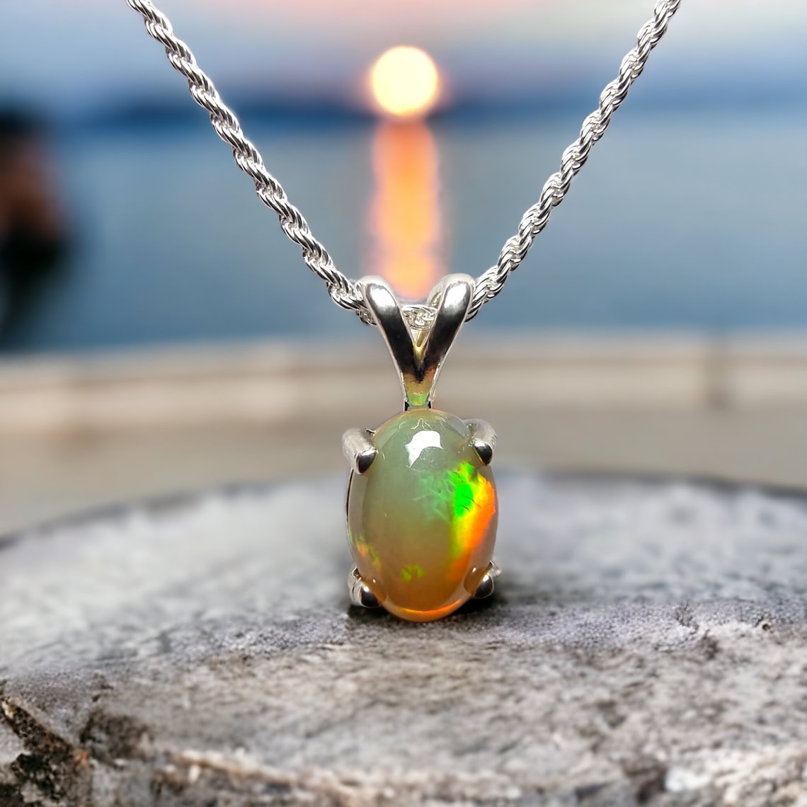 Natural African St Elmo's Fire Opal Pendant With A Stunning Diamond Cut ...