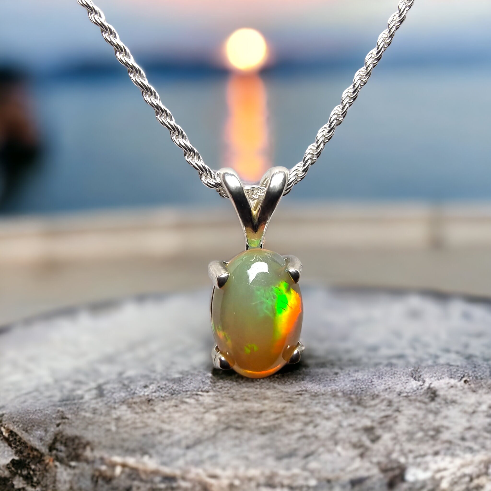 Natural African St Elmo's Fire Opal Pendant With A Stunning Diamond Cut ...