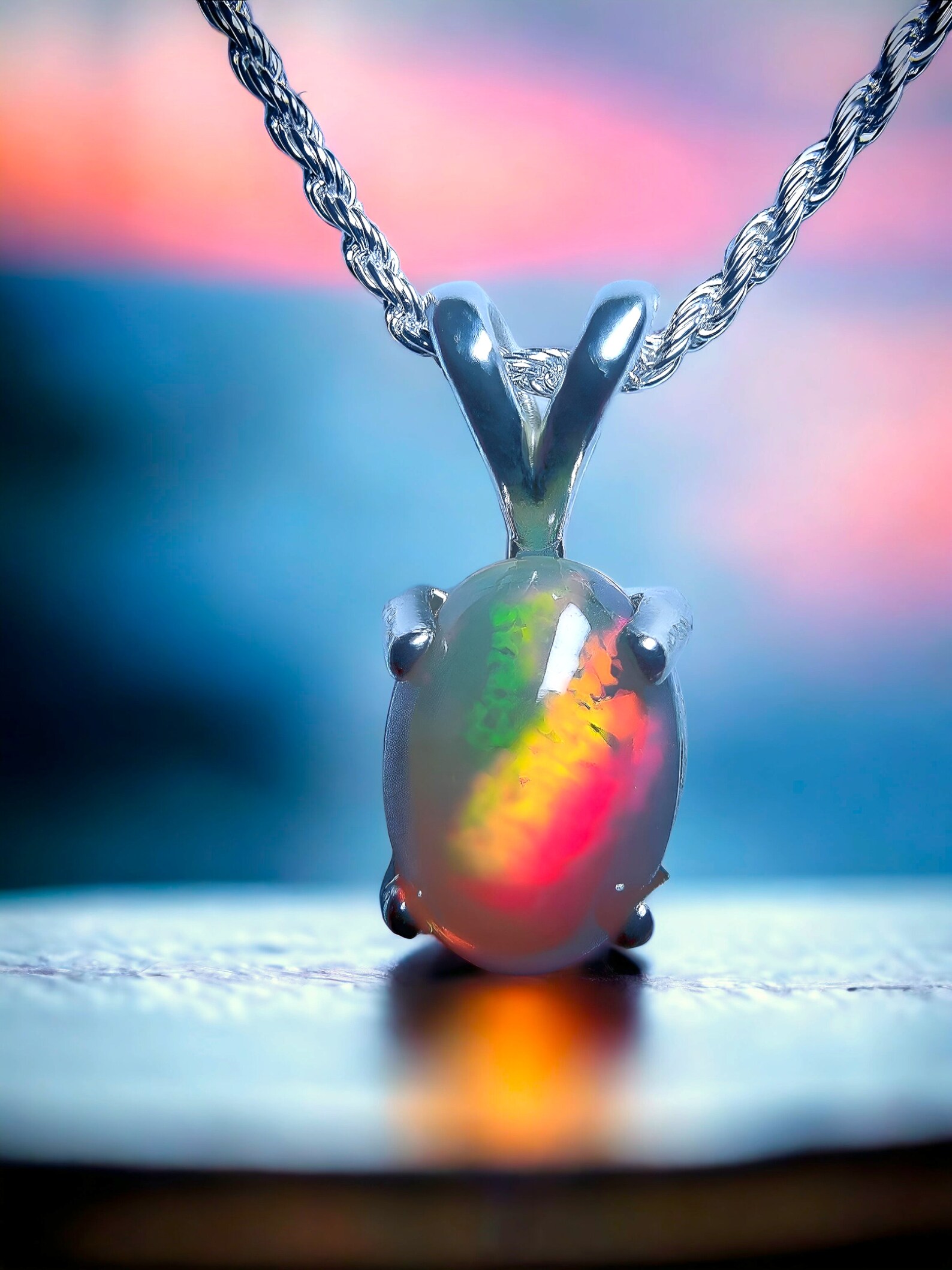 Natural African St Elmo's Fire Opal Pendant With A Stunning Diamond Cut ...