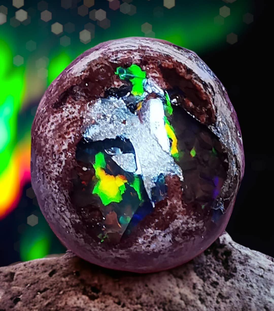 10.9cts Rare Mexican Chocolate Matrix Cantera Landscape Rainbow Fire ...