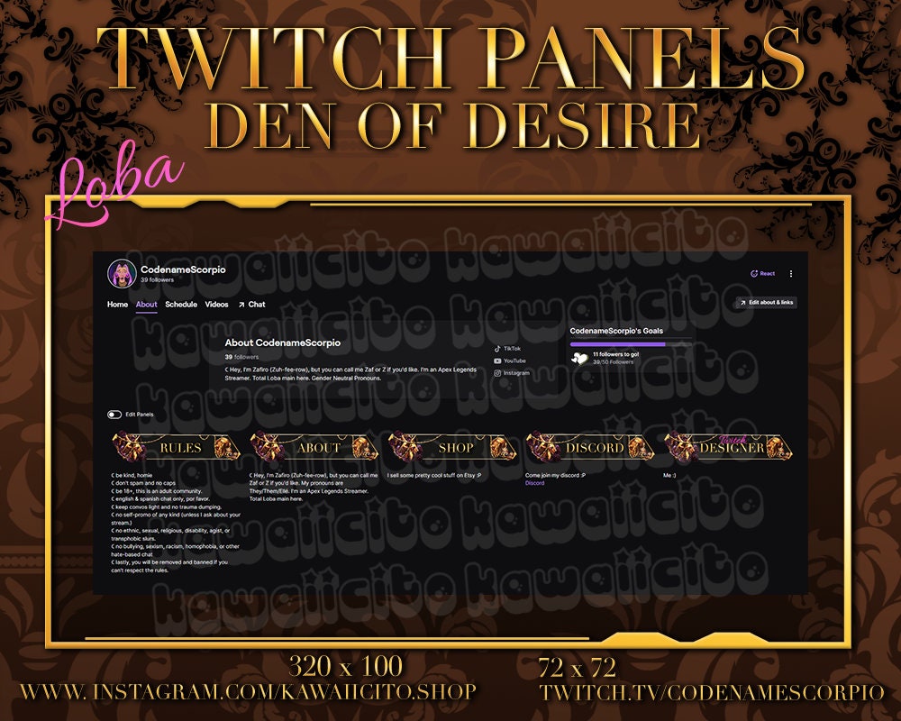 Loba Den of Desire Frame Inspired Twitch Panels - Etsy