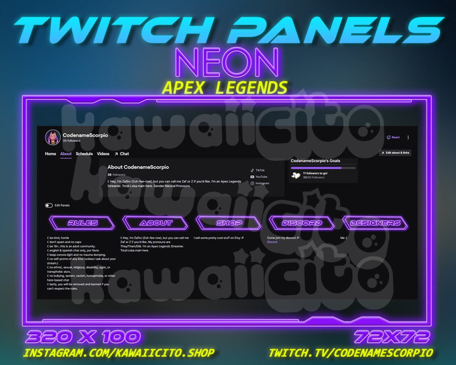 Neon Purple Twitch Panels | Apex Legends - Etsy