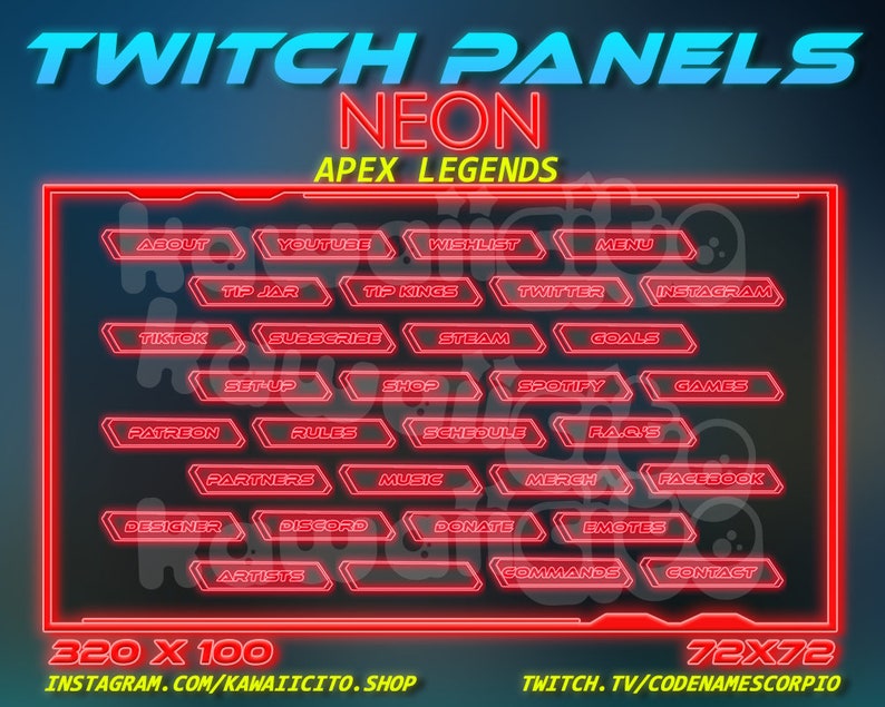 Neon Red Twitch Panels | Apex Legends - Etsy
