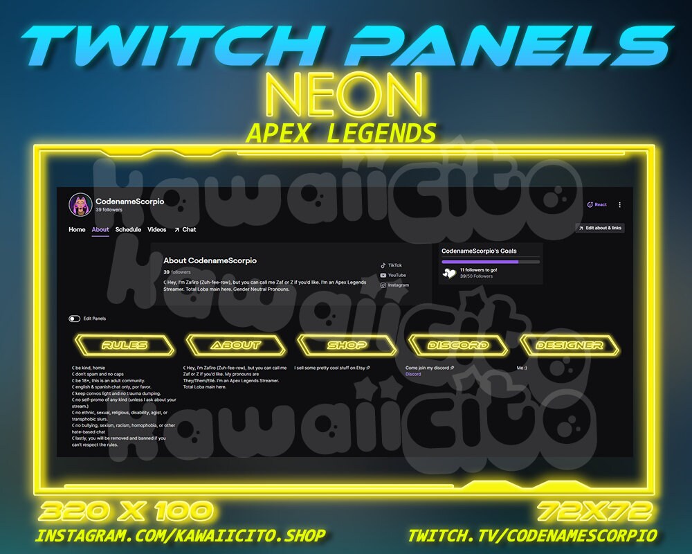 Neon Yellow Twitch Panels | Apex Legends - Etsy