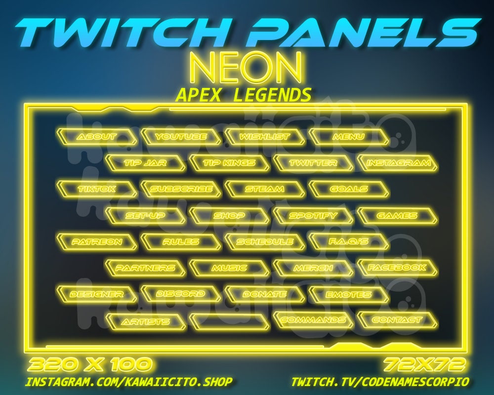 Neon Yellow Twitch Panels | Apex Legends - Etsy