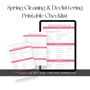Spring Cleaning Checklists Printable Bundle, Deep Clean Checklist ...