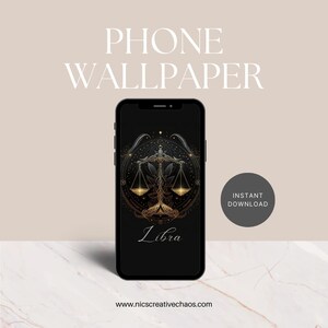 Zodiac Phone Wallpaper | Libra | Black White | Astrology Background - Etsy