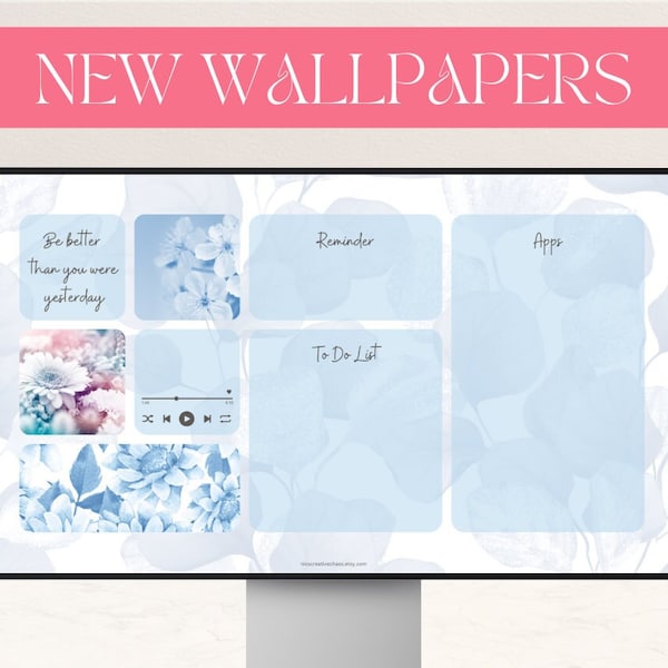 Desktop Wallpapers Bundle, Purple and Red Floral Moon, Floral Desktop ...