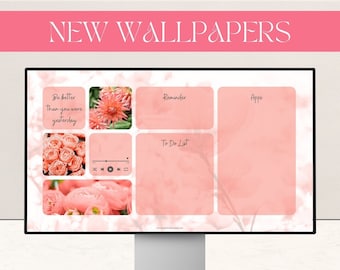 Coral Floral Desktop Organizer Wallpaper | Aesthetic | Organize Apps ...