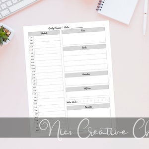 Daily Schedule Planner Printable or Onenote Template | Undated | With ...