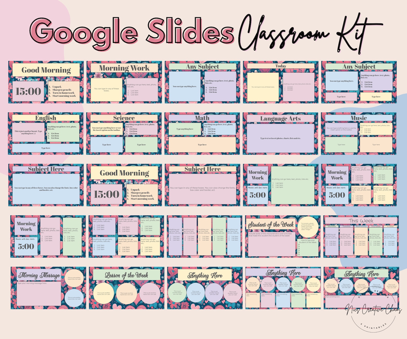 Google Slides Teacher Slideshow Templates, 28 Slide Classroom Bundle ...