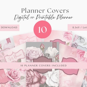 EDITABLE Planner Covers Bundle, Printable or Digital, Roses, Printable ...