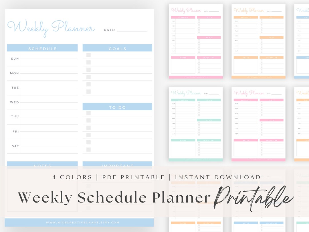 Printable & Digital Weekly Planner Template | Goals, to Do List, Notes ...