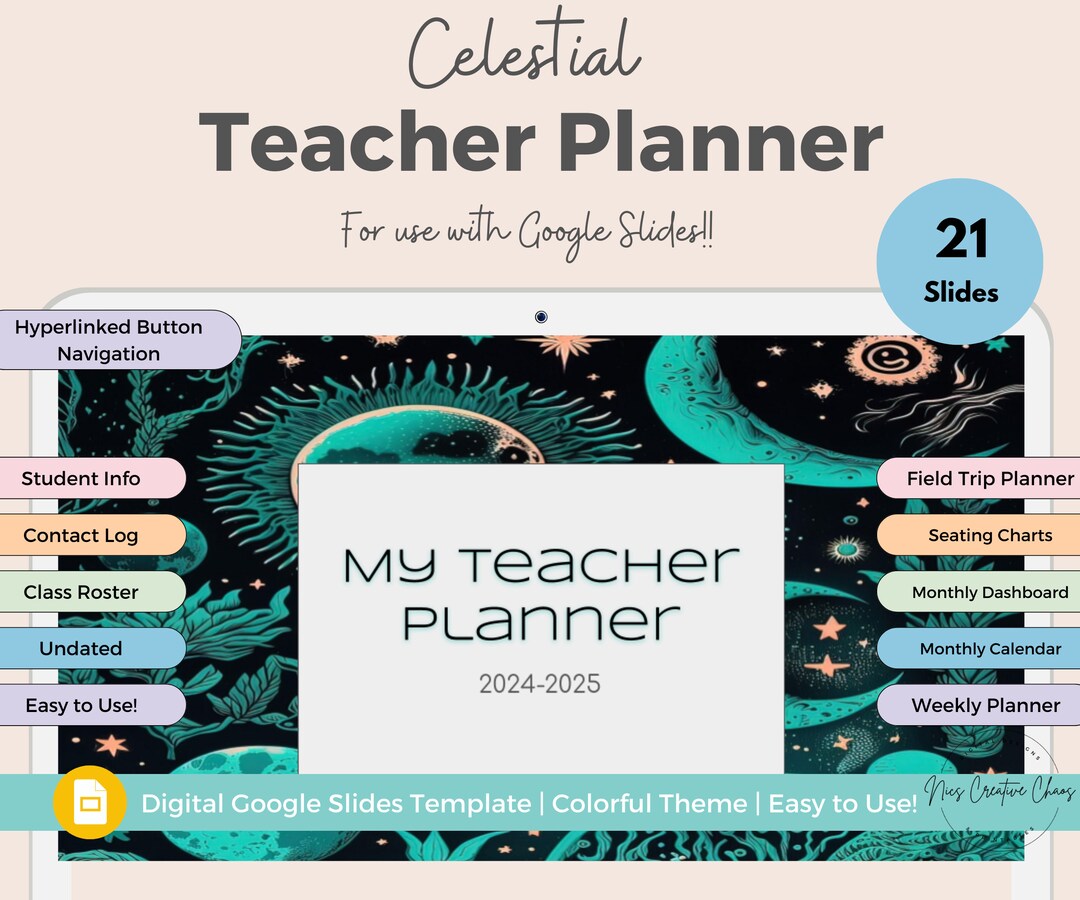 Digital Teacher Planner Google Slides, Lesson Planner, Class Roster ...