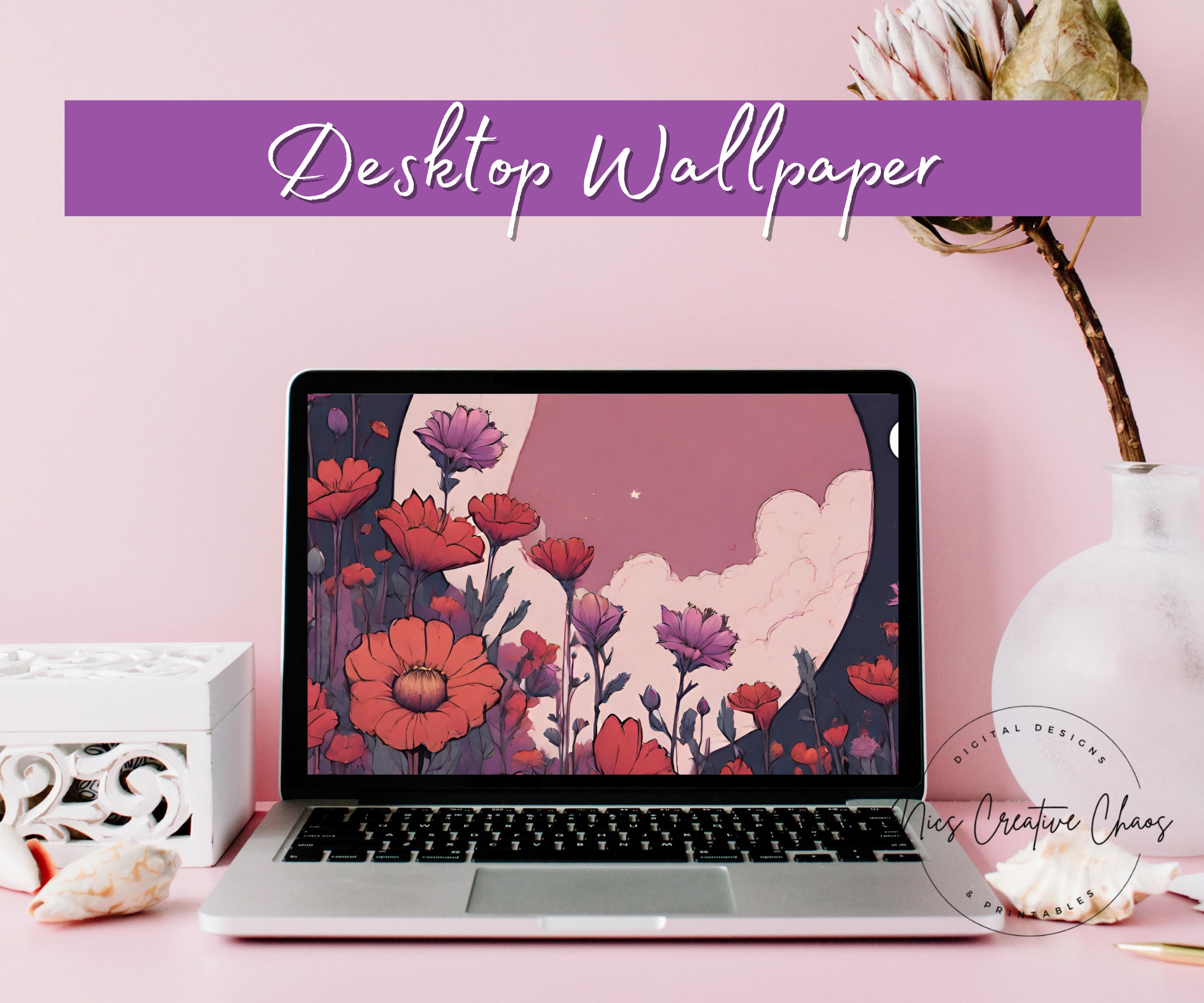 Purple Desktop Wallpapers Bundle, Floral Desktop Wallpapers, Computer ...