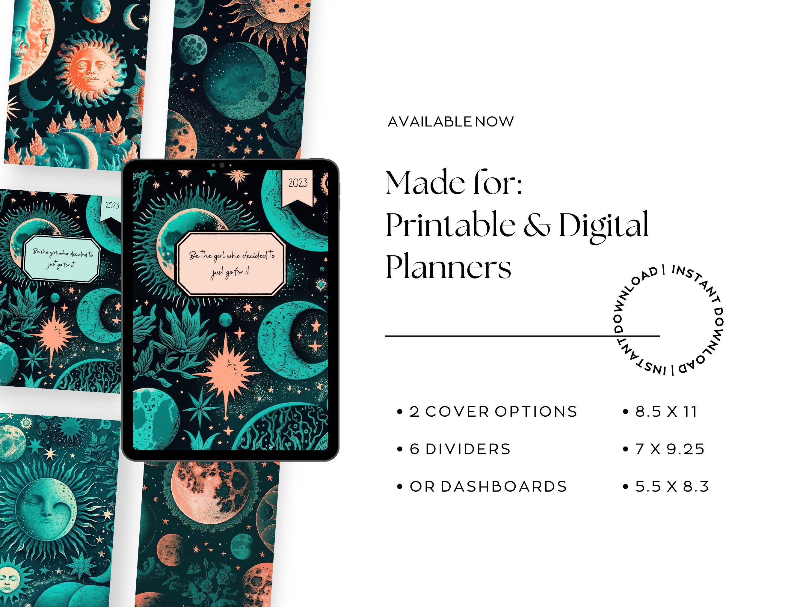 Printable Planner Covers & Dividers, Digital Planner Covers, Celestial ...