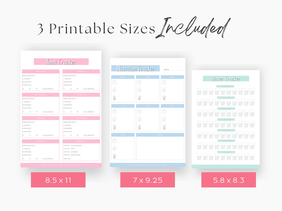 Health & Fitness Planner Printable Tracker Templates, Nutrition, Food ...
