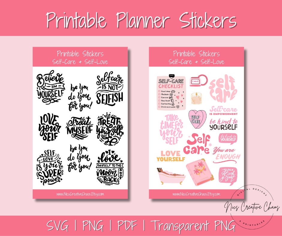 Printable Self Care Planner Stickers Self Care is Self Love - Etsy