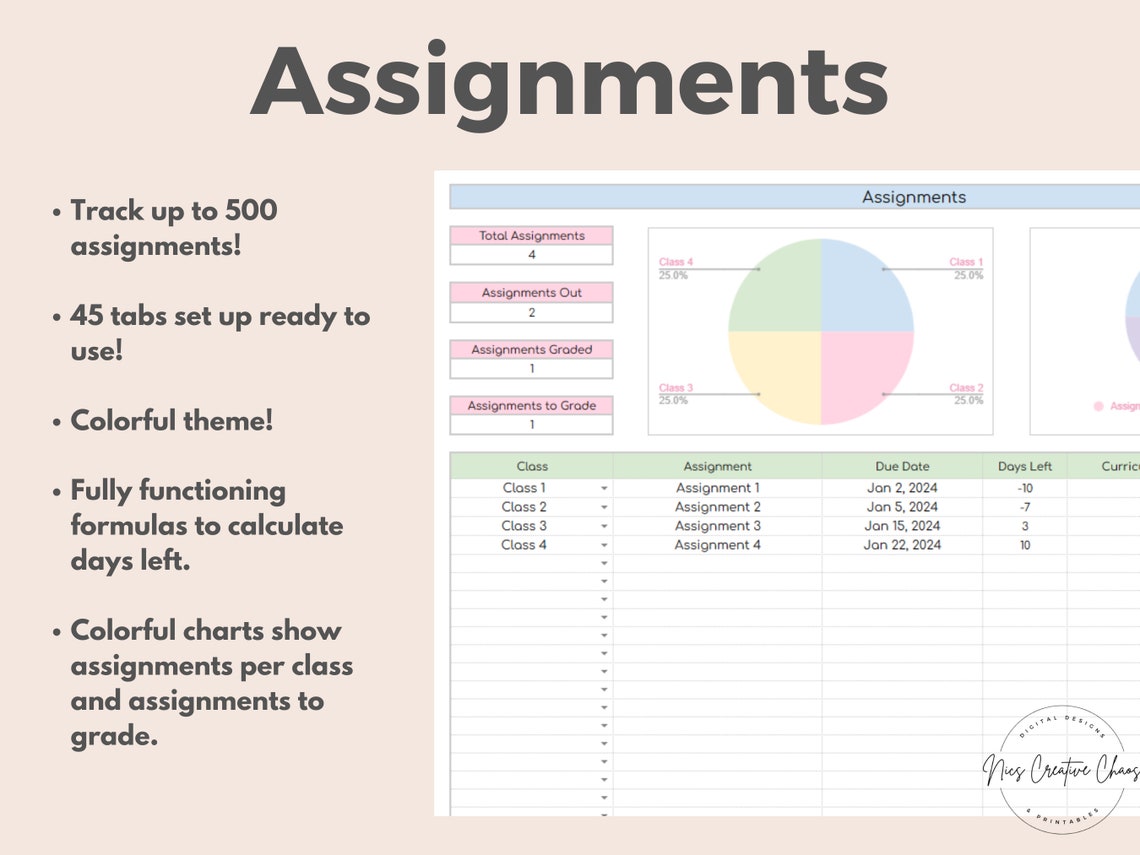 Teacher Planner Google Sheets, Attendance Checklist Spreadsheet ...