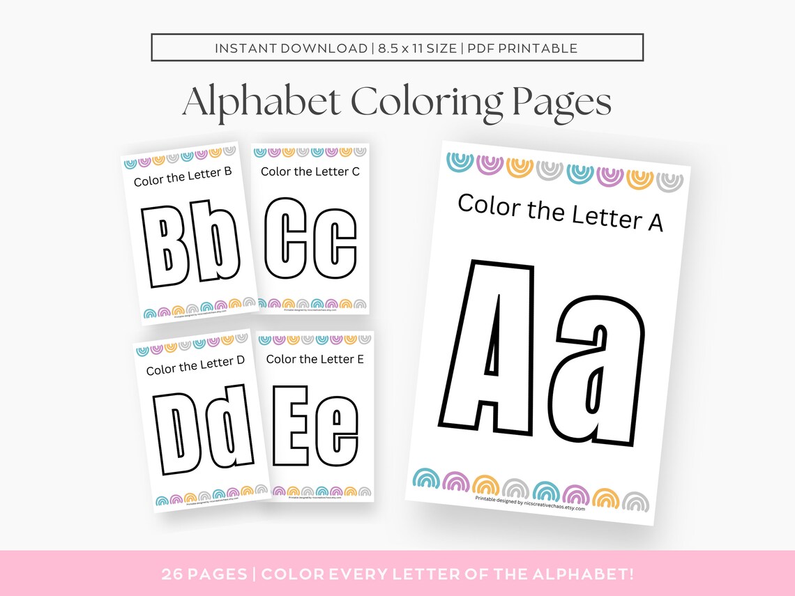 Alphabet Coloring Pages Printable Preschool Summer - Etsy