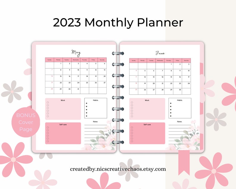 12 Month Planner Printable Monthly Planner Digital Planner - Etsy